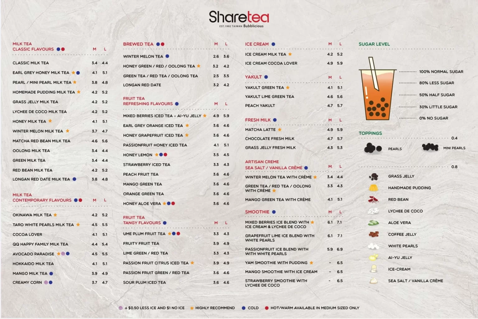 SHARETEA MENU WITH PRICES SINGAPORE 2025