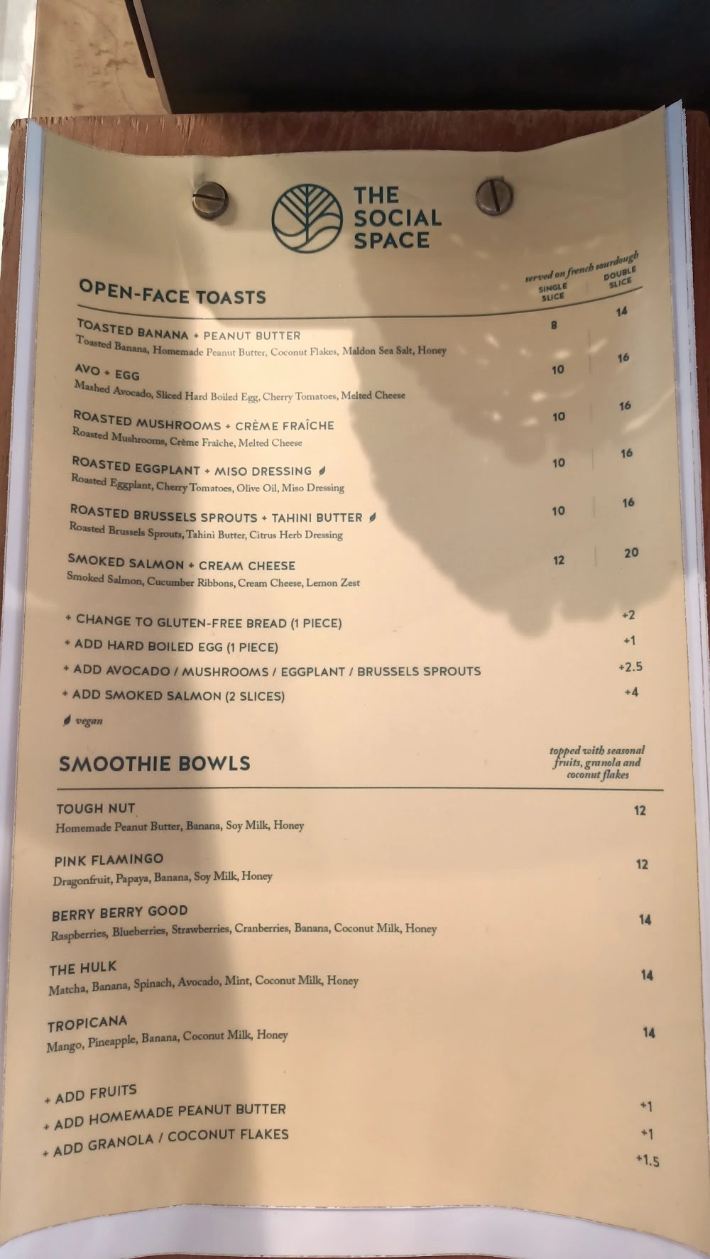 THE SOCIAL SPACE MENU WITH PRICES SINGAPORE 2025