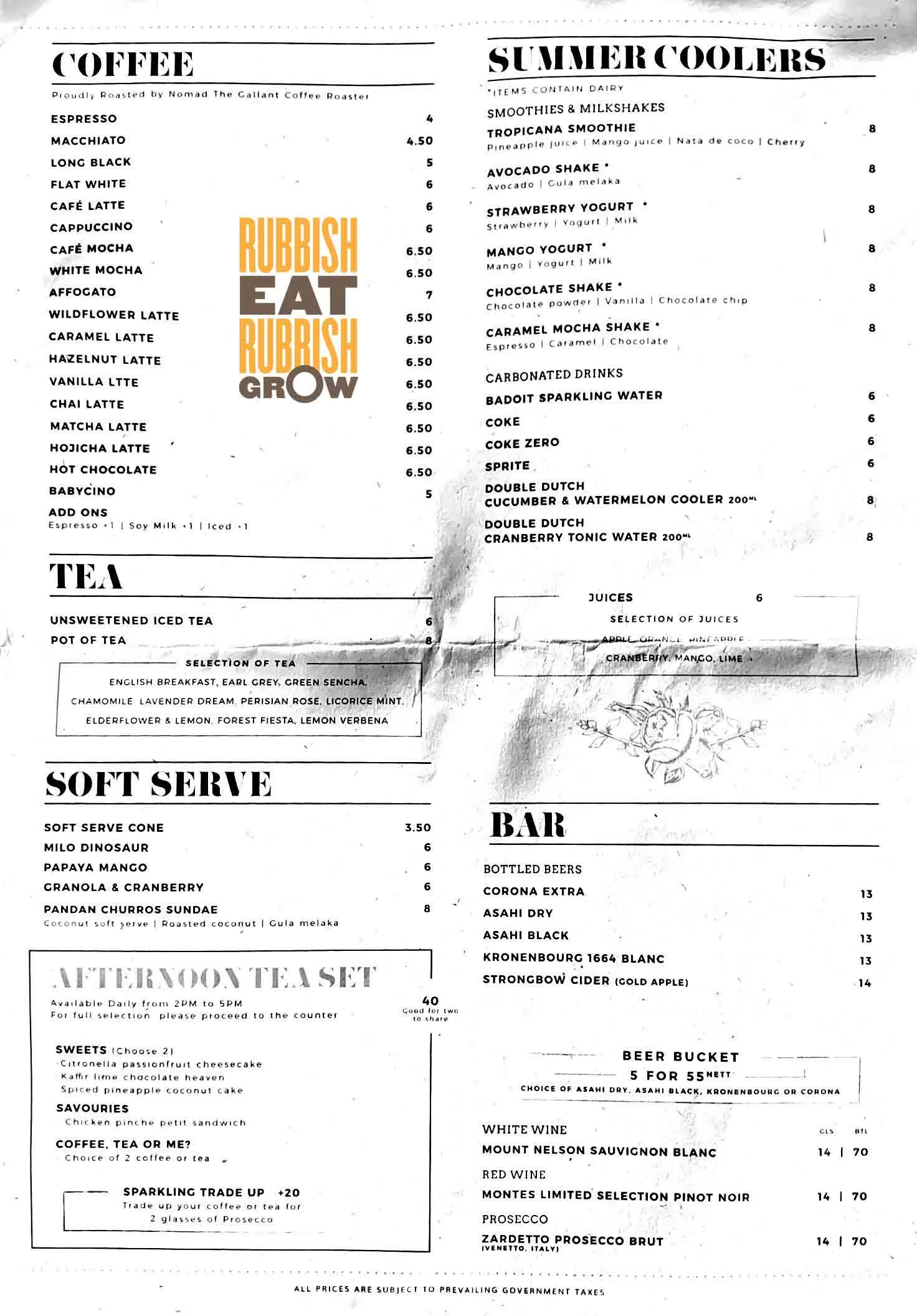 WILDSEED CAFE MENU WITH PRICES SINGAPORE 2025