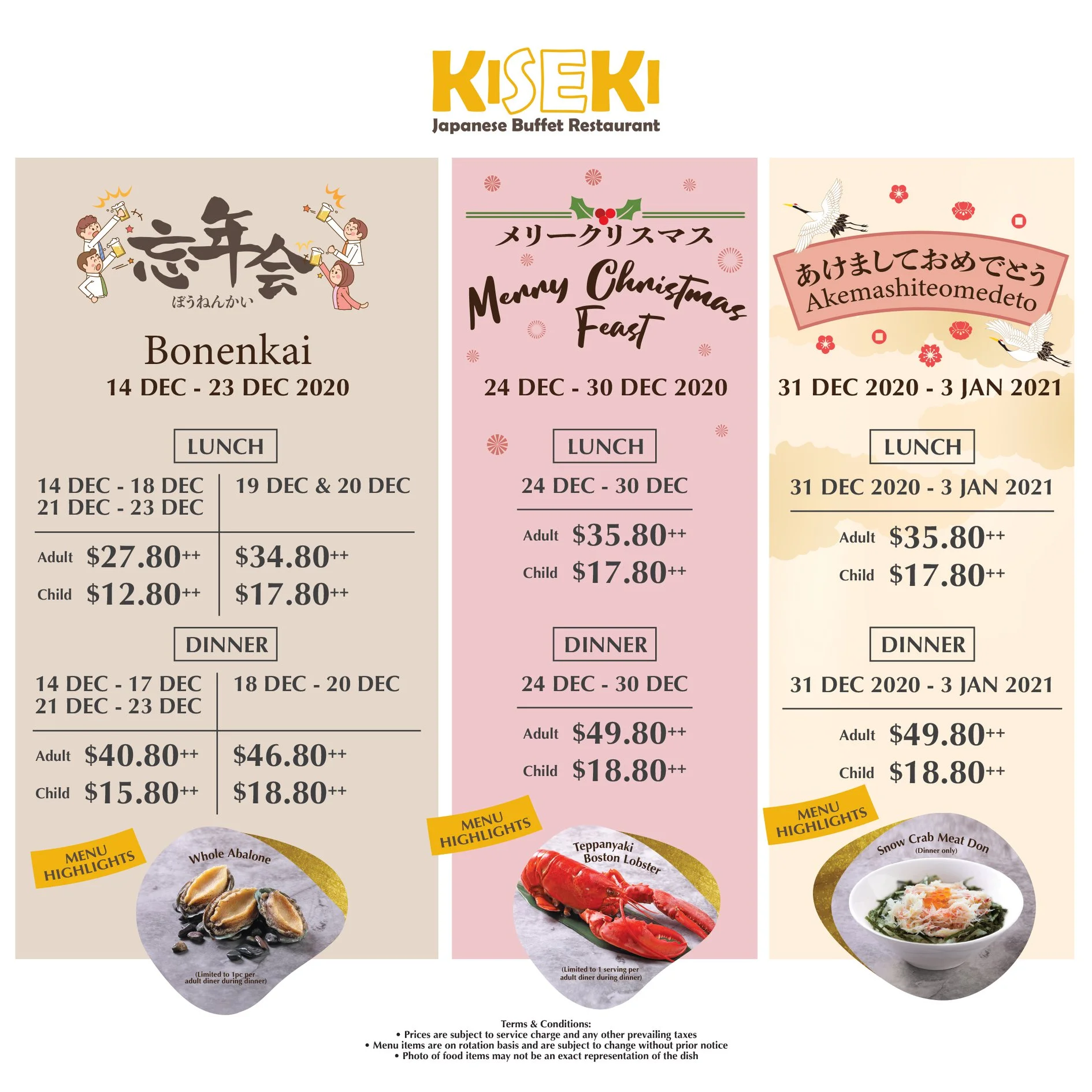 KISEKI MENU WITH PRICES SINGAPORE 2025